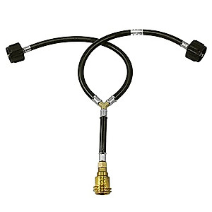 MCAMPAS Propane Y Splitter Hose Converter Adapter Universal Propane Tank QCC1 Regulator Valve for Heaters, Grills, Fire Pit.Gas Burner. Turkey Fryer.Forge Burner.Outdoor Stove Burner. Pizza Oven.