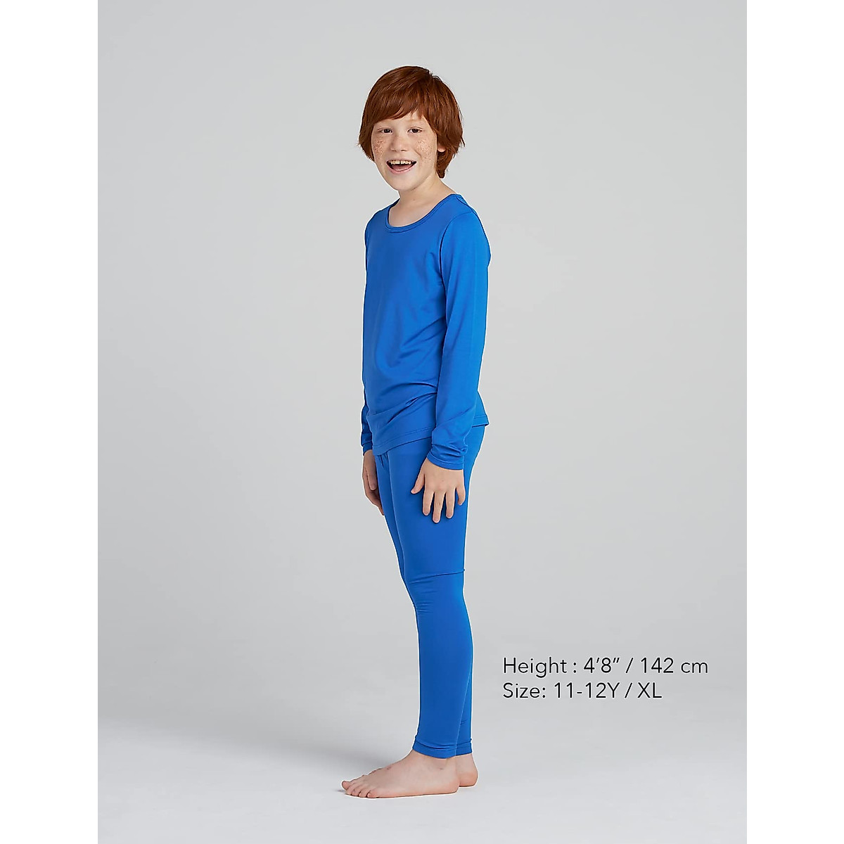LAPASA Boys Thermal Underwear Set Fleece Lined Long John Base Layer Top Long Sleeves & Bottom Ski Winter Extreme Cold B03 9-10 Years Blue B
