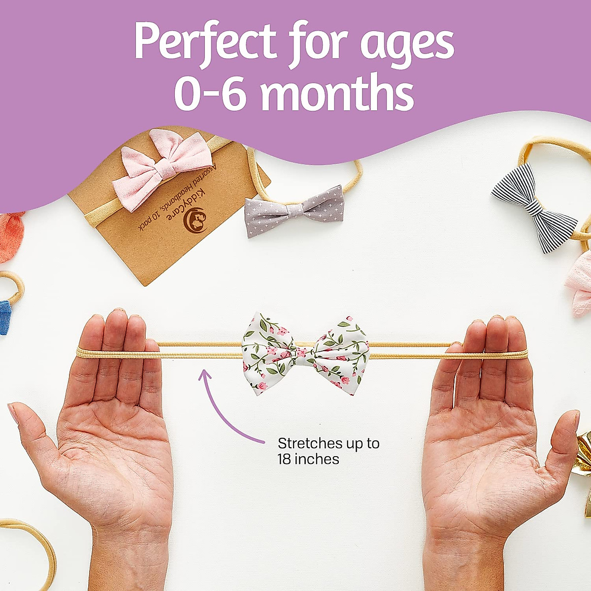 KiddyCare Baby Hair Accessories | Elastic Headbands, Bows, and Lazos Para Bebes | 10 Piece Assortment for Newborns and Girls