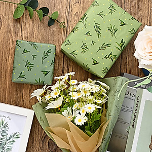 Bolsome 50 Sheets 20x14in Olive Leaf Tissue Paper, Green Wrap Tissue, Greenery Bontanical Tissue Paper for Boho Vibe Gift Bags Boho Plant Tissue for Baby Shower Birthday Wedding Party DIY Craft