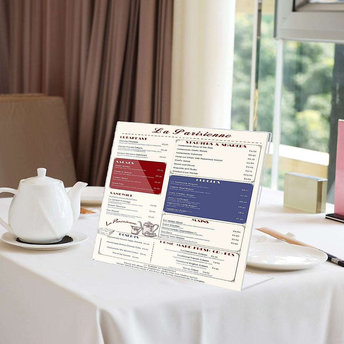 COYMOS Acrylic Sign Holder 8.5 x 11 Horizontal 6 Pack Slant Back Acrylic Stands for Display Plexiglass Clear Acrylic Display Stands for Ad Frame, Picture Photo Frames, Promotions, Restaurants, Office