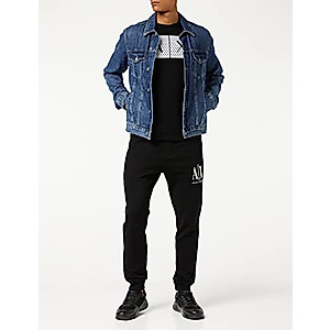 A|X ARMANI EXCHANGE mens Crew Neck Logo Tee T Shirt, Grid Logo Black, Large US