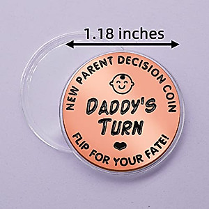 Huwane New Parent Decision Coin Flip for Your Fate, Mummy’s Turn or Daddy’s Turn, Mom Dad Coin Flip New Baby Gift for Wife, Husband, Mother’s Day, Father’s Day, Birthday, Christmas
