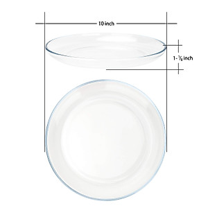 FOYO Oven Basics Glass Plate Set, 10 inch Round Tempered Glass Pie Dish, Set of 2