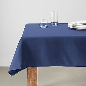 Amazon Basics Square Washable Polyester Fabric Tablecloth - 52" x 52", Navy Blue, Pack of 2