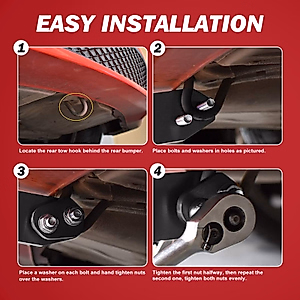 Xotic Tech Auto Aluminum JDM Rear Tow Hook Kit Racing Style Trailer Towing Ring Decoration Car Accessories, Universal Fit Car, Truck, SUV, Most Vehicles (Black)