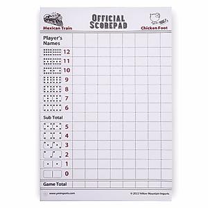 Yellow Mountain Imports Mexican Train and Chicken Foot Dominoes Scorepad/Scoring Sheets (8.2 x 5.5 Inches) - 60 Sheets