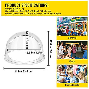 VBENLEM 21 Inch Cotton Candy Machine Cover Bubble Shield Plastic for Commercial Floss Maker, Clear