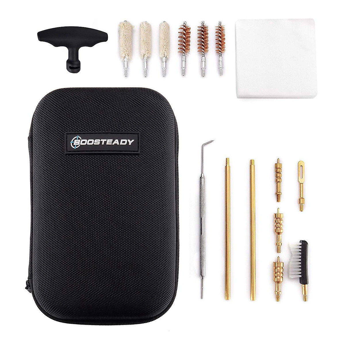 Universal Handgun Cleaning kit .357/.38/9mm, 40, 45 Caliber Pistol Cleaning Kit Brass Brush Jag and Cotton Mops BOOSTEADY