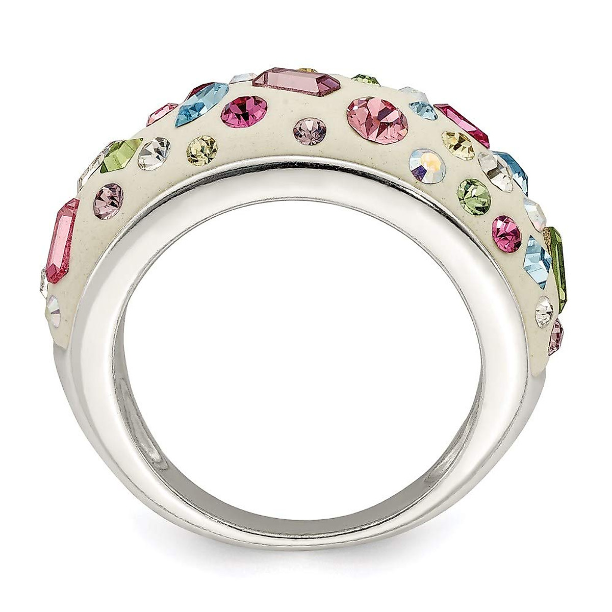 Sterling Silver Stellux Crystal Multi-Color White Ring style QR4180-6