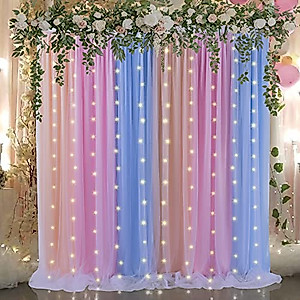 Pastel Rainbow Backdrop Tulle Unicorn Backdrop Curtain for Girl Birthday Party Wedding Bride Gender Reveal Baby Showers Photography 5ft x 7ft