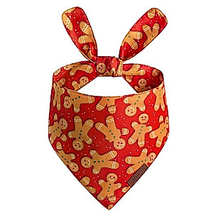 THLOH Christmas Dog Bandanas - 2 Pack Gingerbread Man Pet Scarf | Multiple Sizes Offered | for Boy and Girl, Adjustable Fit, Holiday Bandana for Small Medium Large Dogs,2pcs,S