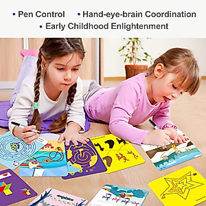 Panda Juniors Brain Games Flash Cards, Early Learning Flash Cards Toys Write and Wipe Practice Card, Preschool Educational Toys for 3 4 5 6 7 8 Years Old (30 Flashcards and Marker)