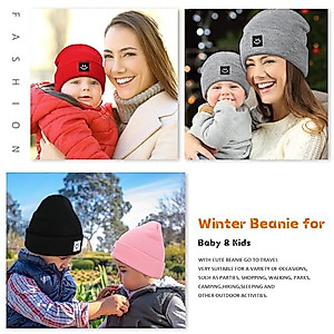 DANMY Baby Beanie Hat, Newborn Toddler Winter Warm Knit Hat, Kids Soft Beanie Cap
