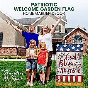 Home4Ever 4th of July Garden Flag- 12.5 X 18 inch Double-Sided Printing God Bless America Banner- Memorial Day Outdoor Decor for House Porch, Lawn, Patio, Yard - Suits Standard Stands