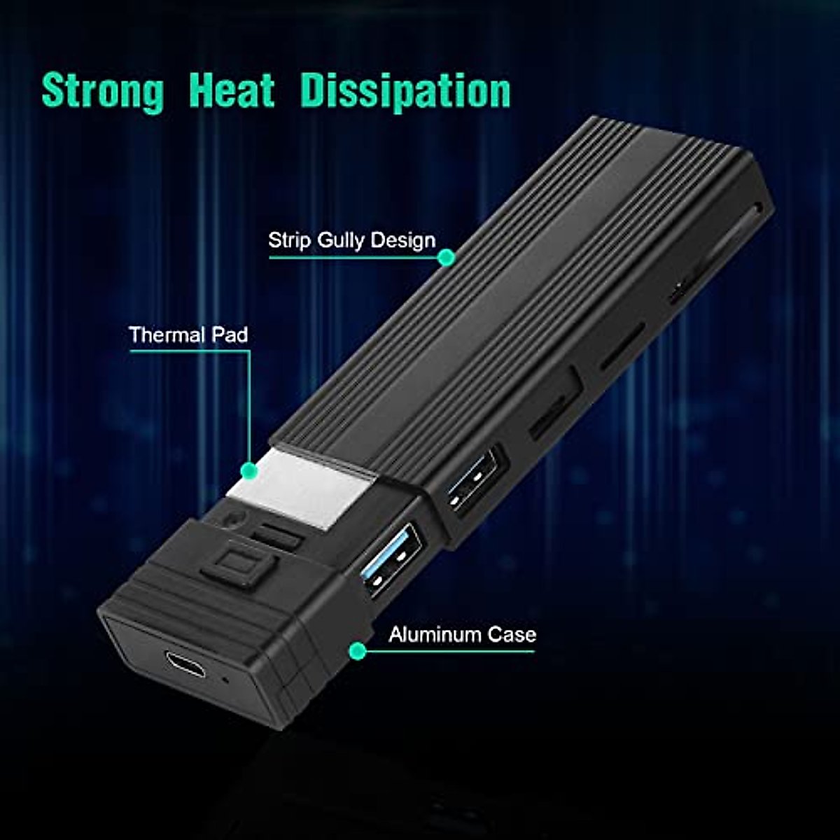 Kafuty-1 M.2 NVMe SSD Enclosure Adapter,USB C Type C SSD Enclosure,10Gbps Solid State Drive External Enclosure,Support USB2.0,TF Card,for Smartphone,Tablets,Game Consoles,etc.(Black)