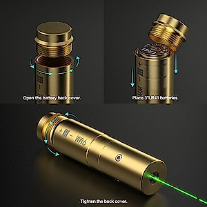 Feyachi 9mm Laser Boresighter Green Dot Laser Zeroing Pistol Bore Sighting Laser with 3 Sets of Batteries