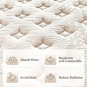 Kescas 10 Inch Memory Foam Hybrid Full Mattress - Knitted Fabric Cover with Linen - Heavier Coils for Durable Support - Pocket Innersprings for Motion Isolation - Pressure Relieving - Medium Firm