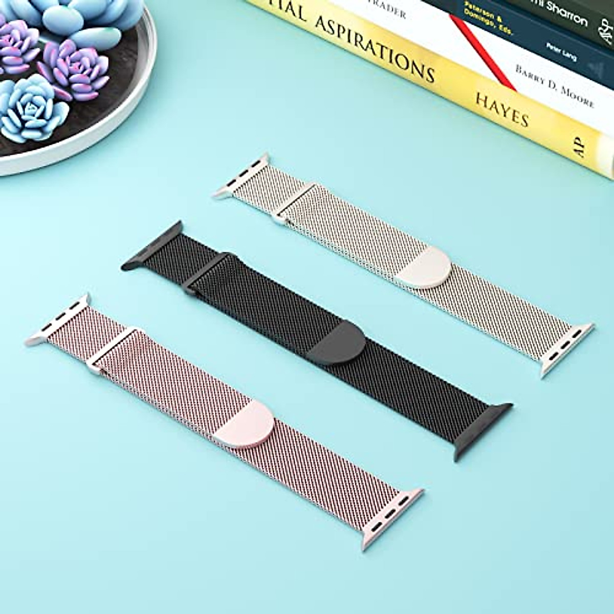 STEEZRD 3 Pack Mesh Metal Bands Compatible with Apple Watch Band 38mm 40mm 41mm 42mm 44mm 45mm 49mm, Stainless Steel Magnetic Loop Strap Wristband for iWatch Ultra Series 9/8/SE/7/6/5/4/3/2/1 Men Women