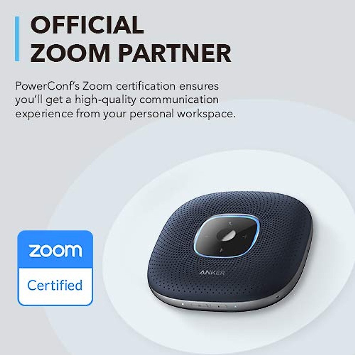 Anker PowerConf Bluetooth Speakerphone with 6 Microphones, Enhanced Voice Pickup, 24 Hour Call Time, Bluetooth 5, USB C Connection, Compatible with Leading Platforms (Renewed) (Blue)