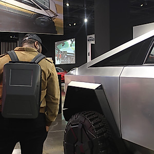 Cyberbackpack Gray Expandable Anti-theft 17.3 Inch Laptop Computer Lightweight Work Business Travel Hiking Student College Motorcycle Fashion Adult Unisex Hard Backpack for Men Women With USB Charging