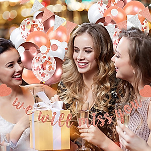 We Will Miss You Banner Coworker Going Away Farewell Decorations Rose Gold Glitter Dot Circle Garland Triangle Flag Banner For Goodbye, Retirement, Job Change, Later Traitor Party Supplies (Rose Gold)