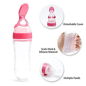 Baby Fruit Feeder Pacifier - 3 Pack | 2 Frozen Fruit Teething Pacifier & 1 Baby Food Spoon Feeder | Baby Silicone Feeder Pacifier | Teething Feeder, Baby Food Feeder Fruit Pacifier (Pink)