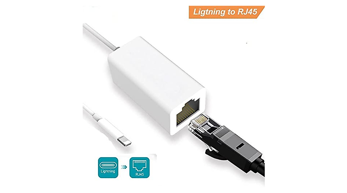 Lightning to Ethernet Adapter for iPhone & iPad - High-Speed, MFi Certified