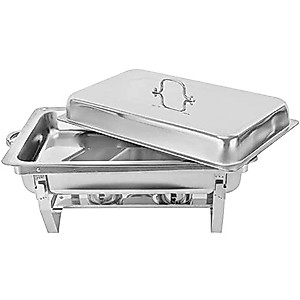 UZOURI Stainless Steel Chafing Dish Set Buffet Silver Catering Warmer Set, Rectangle Chafing Dish Set, for Buffet Catering Kitchen Party(Size:11L) (11L)