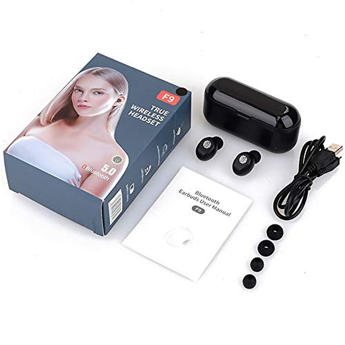 MauiNalu Superior Sound True Wireless Stereo Bluetooth 5.0 Earphone, LED Display 2000Mah Charging Case, Built-in Microphone for Calls, Gaming, and Voice Command, IPX-7 Waterproof w/4Hrs Playtime