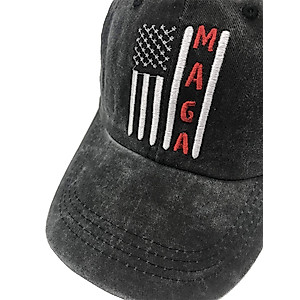 Unisex Make America MAGA Great Again Vintage Adjustable Baseball Cap Denim Dad Hat (One Size, Embroidered Black)