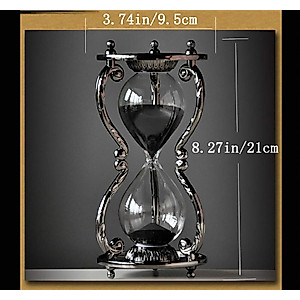 Black Antique Decorative Hourglass Sand Timer - 30 Minute, Unique Vintage 12 Constellations Metal Art Hour Glass for Office Desk Home Decor - Birthday Gift,Taurus
