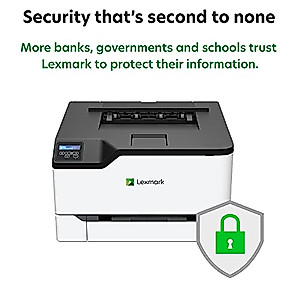 Lexmark C3224dw Color Laser Printer with Wireless capabilities, Standard Two Sided printing, Two Line LCD Screen with Full-Spectrum Security and Prints Up To 24 ppm (40N9000),White, Gray