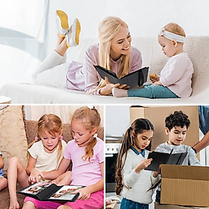 Aevdor Photo Album 5x7 Holds 64 Photos Black Inner Pages with Strong Elastic Band, Small Photo Album 5x7, Mini Picture Book for 5x7 Artwork, Photos, Kids Art Storage, Postcards, Drawings (Black)