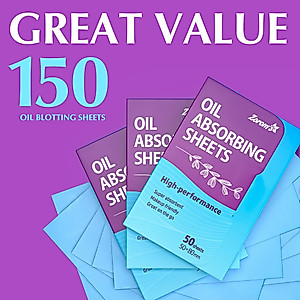 Premium Oil Absorbing Sheets for Face - 3 pack (150 sheets) - Makeup Friendly Oil Blotting Sheets for Face - Blotting Papers for Face with Oily Skin