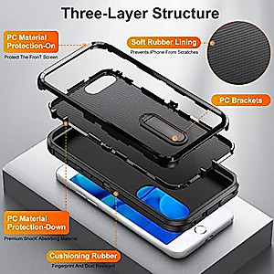 IDweel iPhone 8 Plus Case,iPhone 7 Plus/iPhone 6S Plus/iPhone 6 Plus Case with Build-in Kickstand,Heavy Duty Protection Shockproof Anti-Scratch Slim Fit Protective Durable Hard Cover,Black