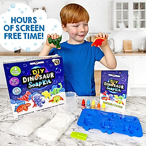 Original Stationery Dinosaur Soap Making Kit for Kids, DIY Soap Kit with Dino Shaped Trays, Soap Base, Ink Colors and Scents, Fun Educational Science Kits for Boys and Girls, Creative Kids Toys