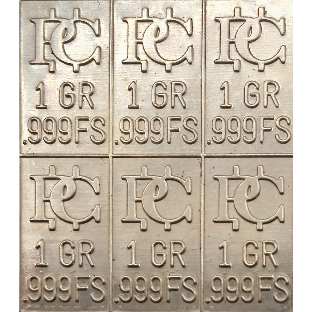 6 One Grain Pure Silver Bars .999 Fine Silver