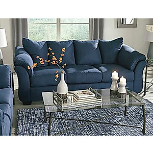 Roundhill Furniture Aruca Navy Blue Microfiber Pillow Back Sofas,