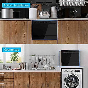 GOFLAME Countertop Dishwasher Portable, Countertop or Built-in Dishwasher with 6 Place Settings and 5 Cleaning Presets, LED Touch Screen, Compact Dishwashing Machine for Homes, Dorms, RVs