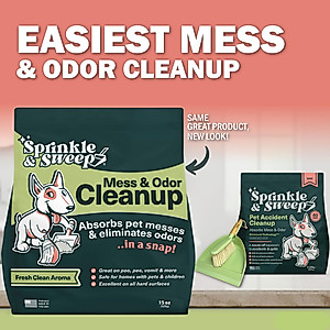 Sprinkle & Sweep Pet Accident Cleanup for all Hard Surface - Non Toxic Quick Pet Mess Cleaner & Odor Remover for Urine, Poop, Vomit, Diarrhea & Potty Training 4 Pack (15oz Each)