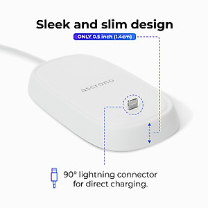 Ascrono - Charging Station Compatible with Apple Magic Mouse 2 - White - Perfect Accessories | Usable As Charging Dock, Stand & Charger | Includes 5ft (1.5m) USB-A Cable