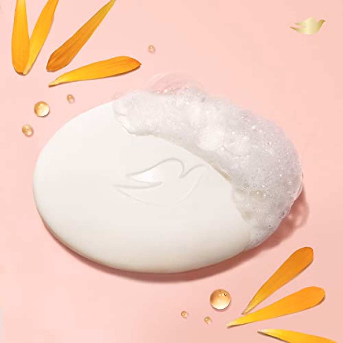 Dove Moisturizing Beauty Bar Soap For Sensitive Skin with Calendula Oil Effectively Washes Away Bacteria, Hydrating and Replenishing Skin Care 3.75 oz 14 Bars