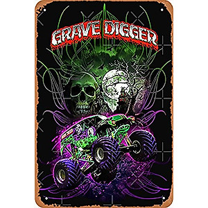 Grave Digger Monster jam Monster Truck Poster Metal Tin Sign 8" x 12" Vintage Retro Man Cave Wall Decor