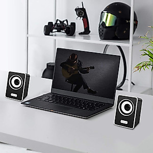 Computer Speakers, Phission Mini Speaker with Stereo Sound 6W USB Powered 3.5 mm AUX-in Portable Speaker for Computer, Laptop, Notebook, Desktop (Black)