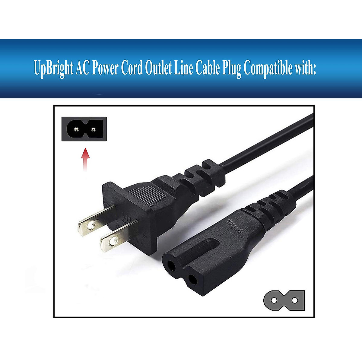 UpBright 2 Pin AC Power Cord Cable Compatible with Sony CFD Series CD Boombox Blu-Ray Player CFD-G30 CFD-G35 CFD-G50 CFD-G300 CFD-G505 CFD-G55 CFD-G70 CFD-G700 CFD-S300 CFD-S32 CFD-S33 CFD S34 250