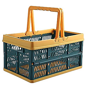 DXBO Collapsible Storage Baskets Grocery Baskets Folding Stackable Storage Containers s with Handles Car Kitchen Sundries Organizer Green (Color : Green)