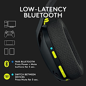 Logitech G435 Lightspeed and Bluetooth Wireless Gaming Headset - Lightweight- Black (Renewed)