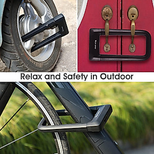 Bike U Lock with Steel Cable and Bike Mount, Duty Bicycle U-Lock, 15mm Shackle and 10mm X1.8m Cable Easily Carried On The Bike Mount. 2 Keys Anti Theft, Black (Color : Black(add Cable))