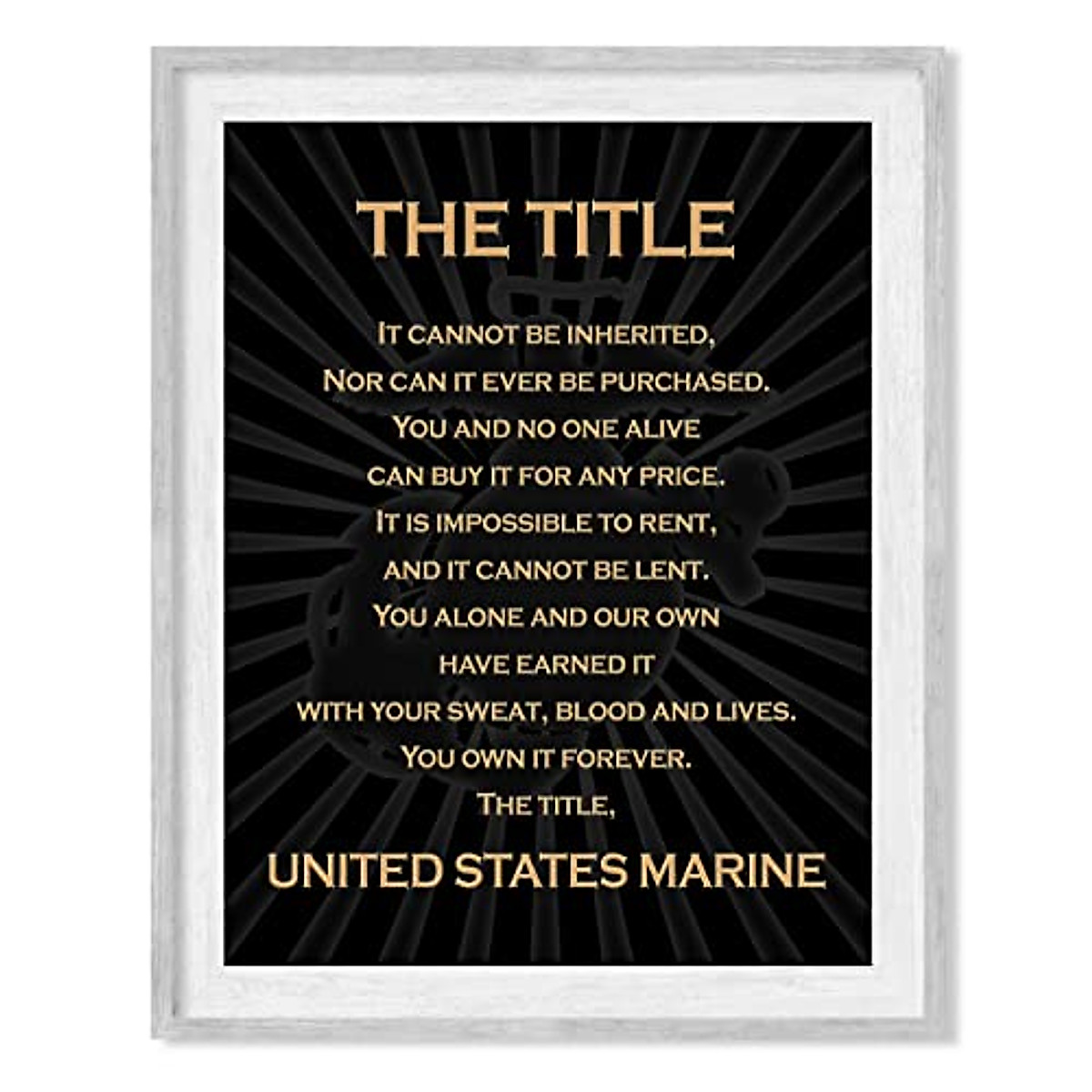 "The Title - United States Marine"- Patriotic US Marine Corps Wall Art Decor -8 x 10" Military Print -Ready To Frame. Home-Office-School Decor. Perfect Gift for Marines & Veterans. Semper Fi - Oorah!